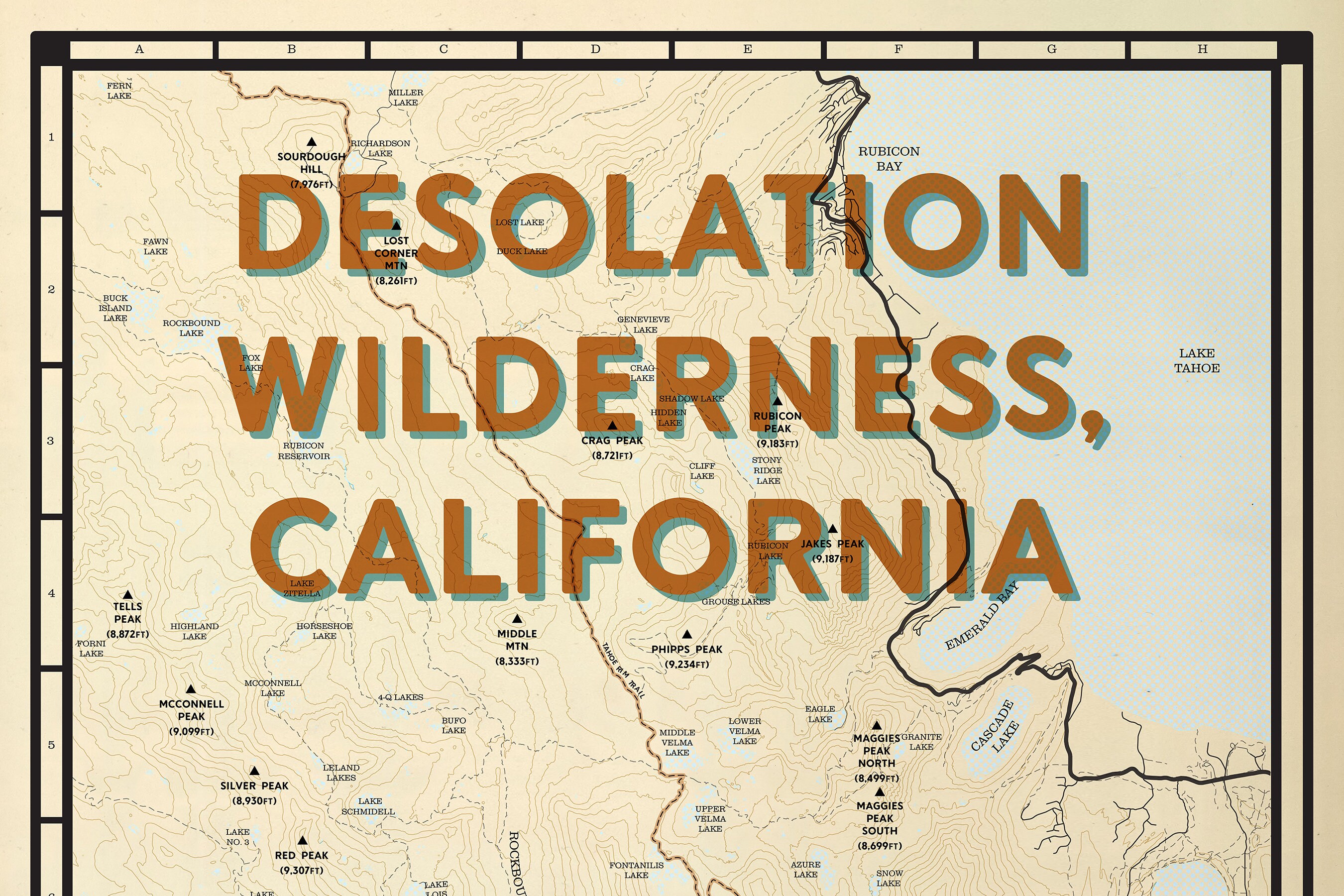 Desolation Wilderness Map Poster | Lake Tahoe Basin Topographic Art ...