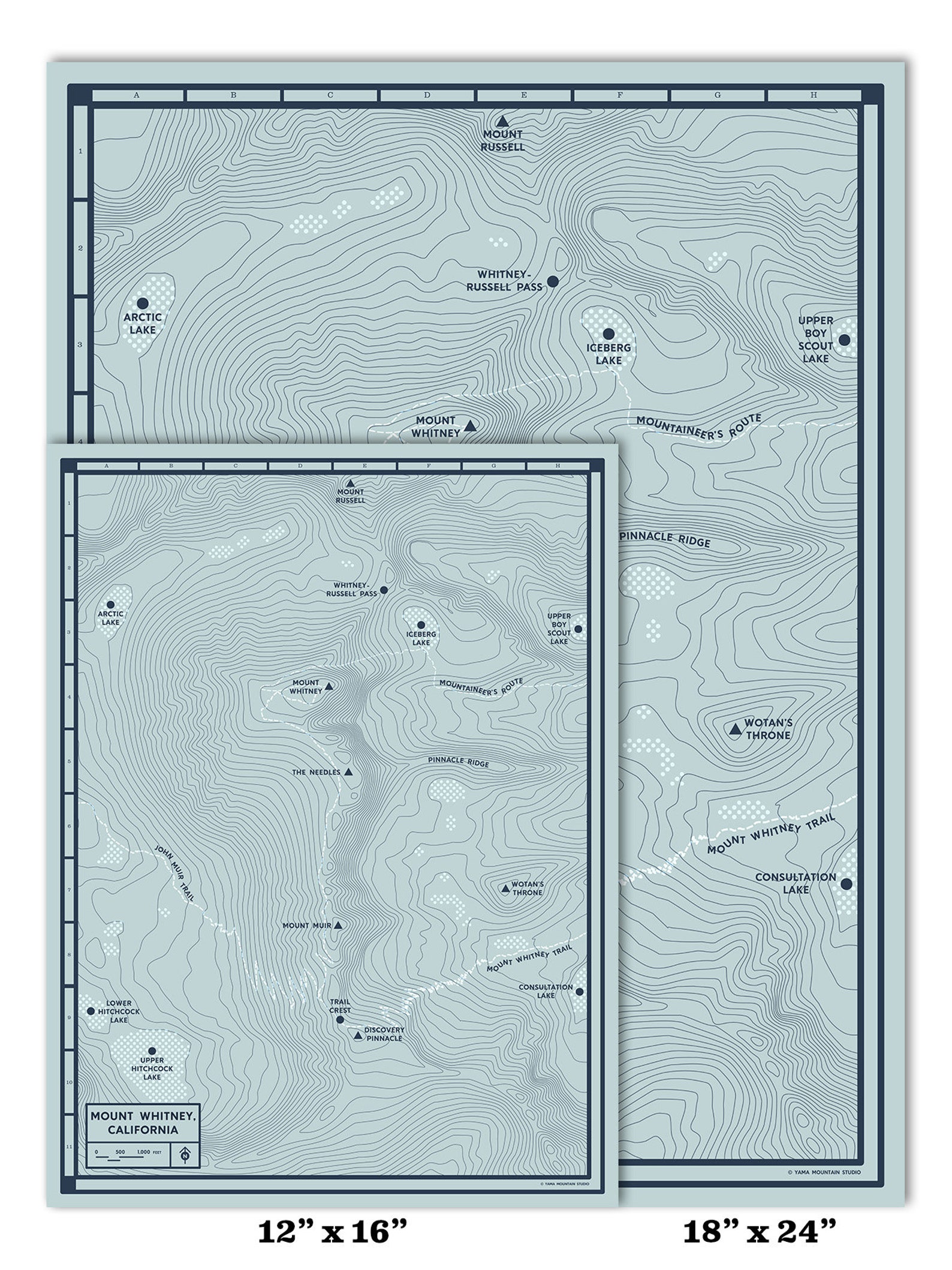 Mount Whitney Map Poster Mt Whitney Trail John Muir Trail - Etsy
