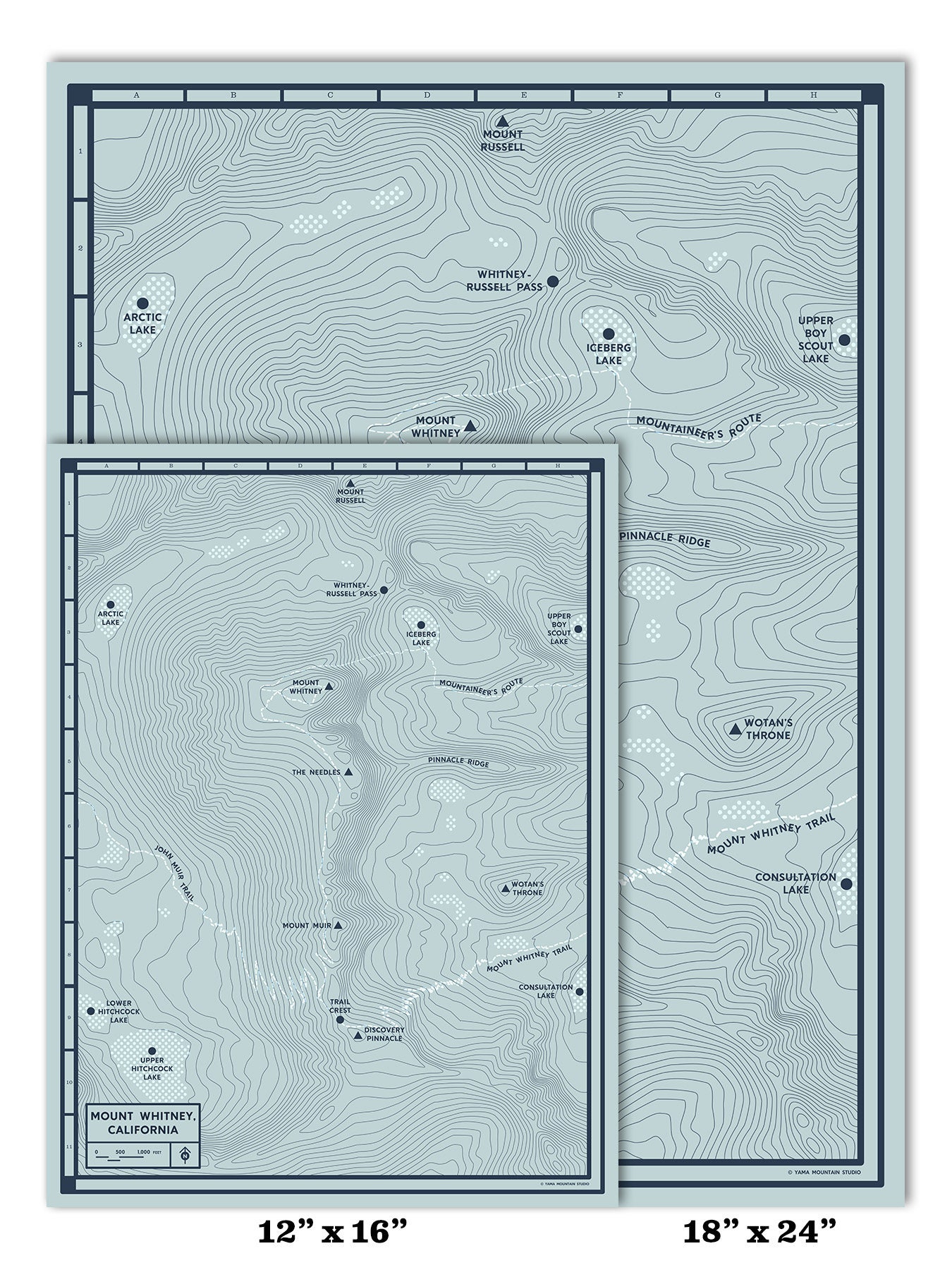 Mount Whitney Map Poster Mt Whitney Trail John Muir Trail - Etsy