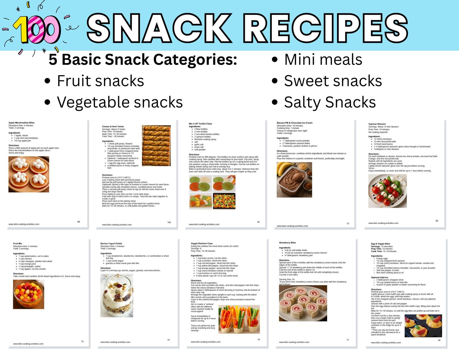 Snack Cookbook- 100 Healthy and Fun Recipes for Kids to Make-digital ...