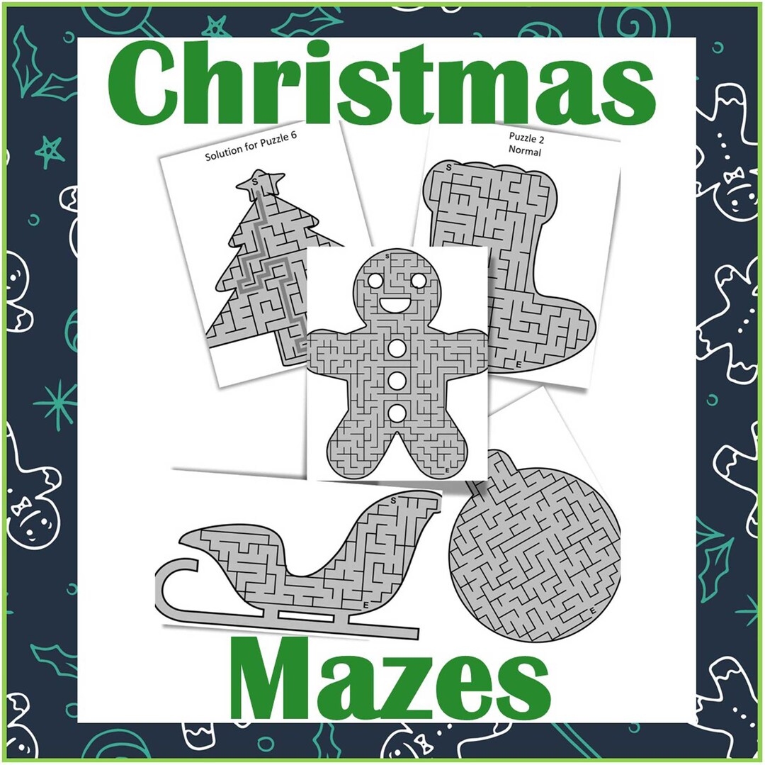 Christmas Mazes for Kids 60 Fun Shaped Mazes Printable Games - Etsy