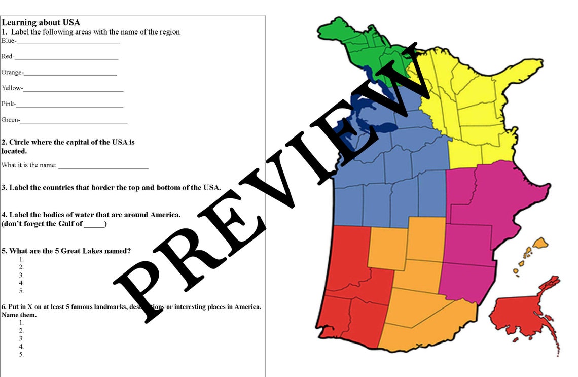 USA Regional Cooking Activities and Geography Worksheets-pies Across ...