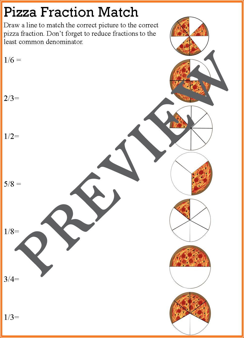 Pizza Fractions Math Worksheets and Cooking Activity Math Printables - Etsy
