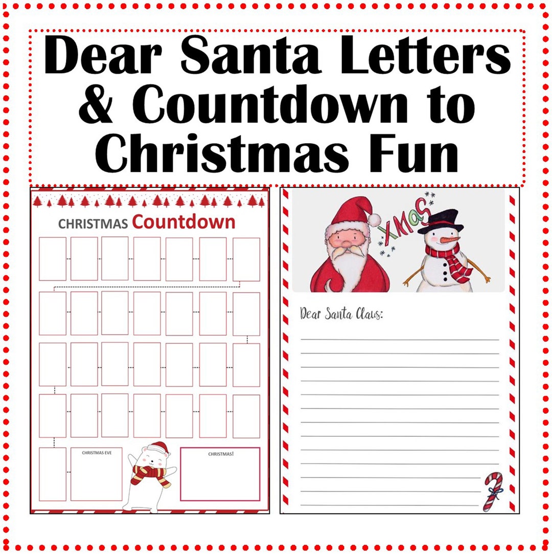 Christmas Dear Santa Letters, Countdown to Christmas Fun for Kids-25 ...