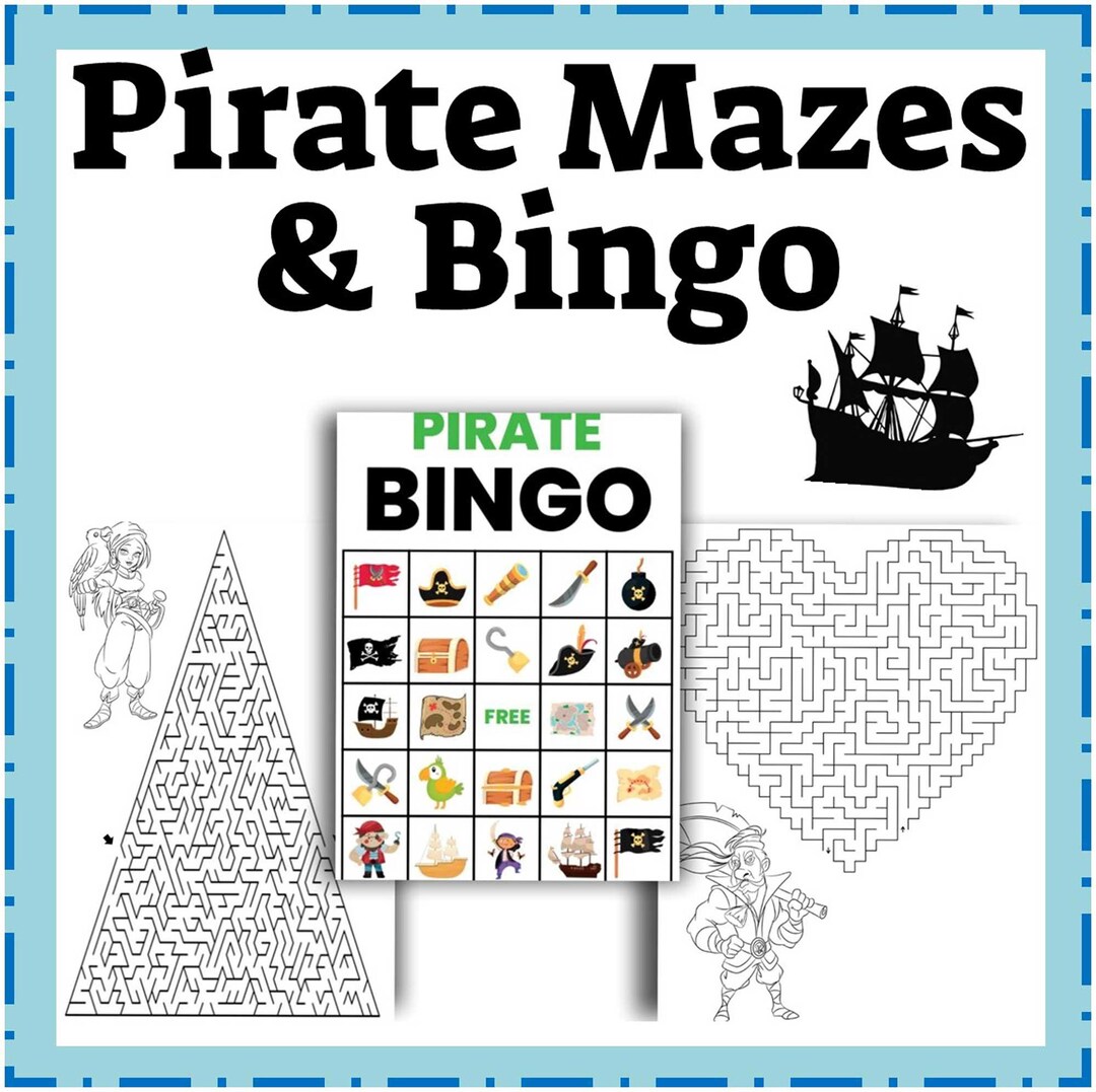 Printable Mazes Games for Kids With a Pirate Theme and 16 Pirate Theme ...