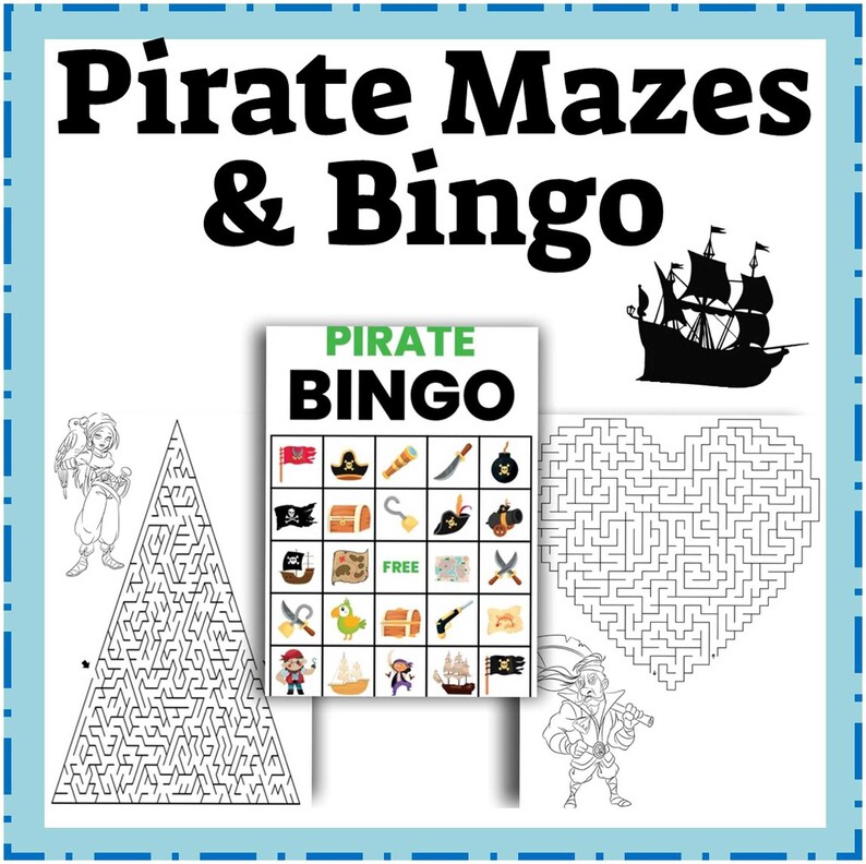 Printable Mazes Games for Kids With a Pirate Theme and 16 Pirate Theme ...