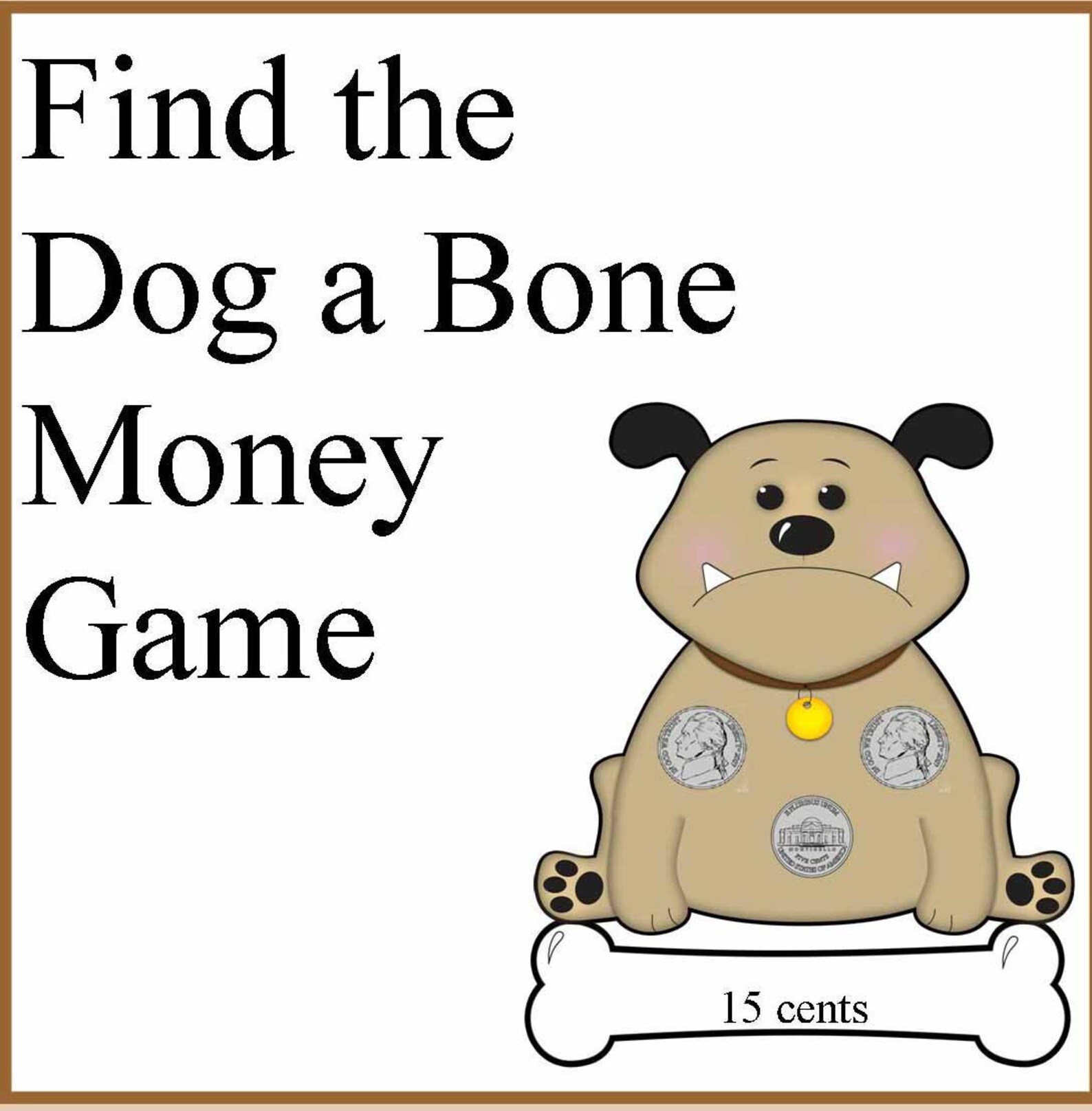 Find a Dog a Bone Money Math Game Printable Money Skills - Etsy