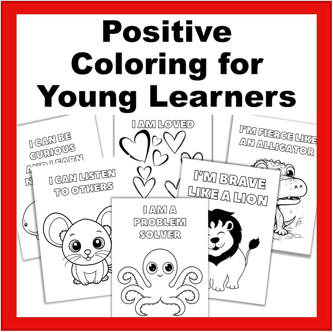 Positive Affirmations Kawaii Style & Simple Coloring Pages for Younger ...