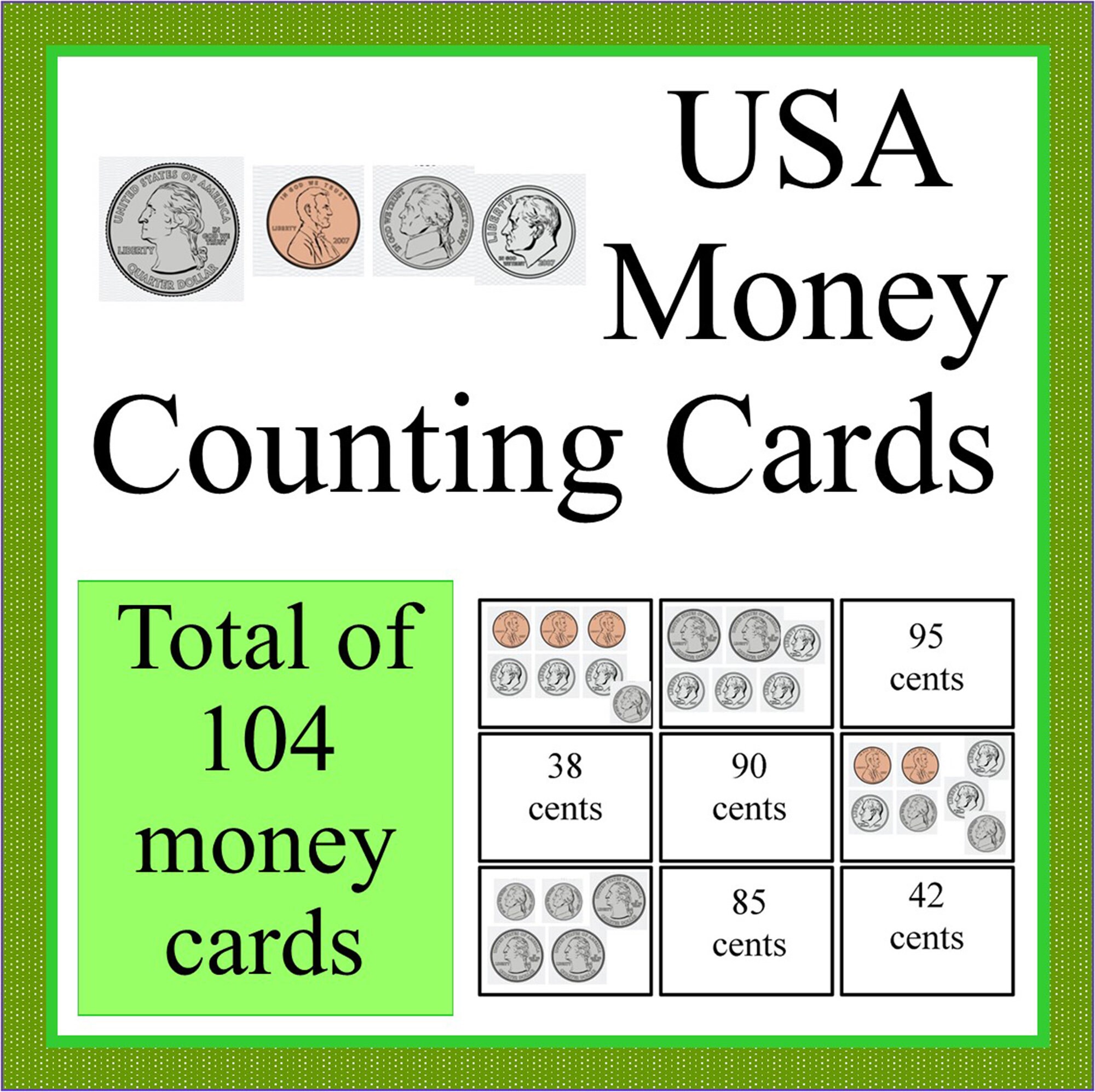 USA Money Counting Cards Game – Printable Flashcards & Hands-on Money ...