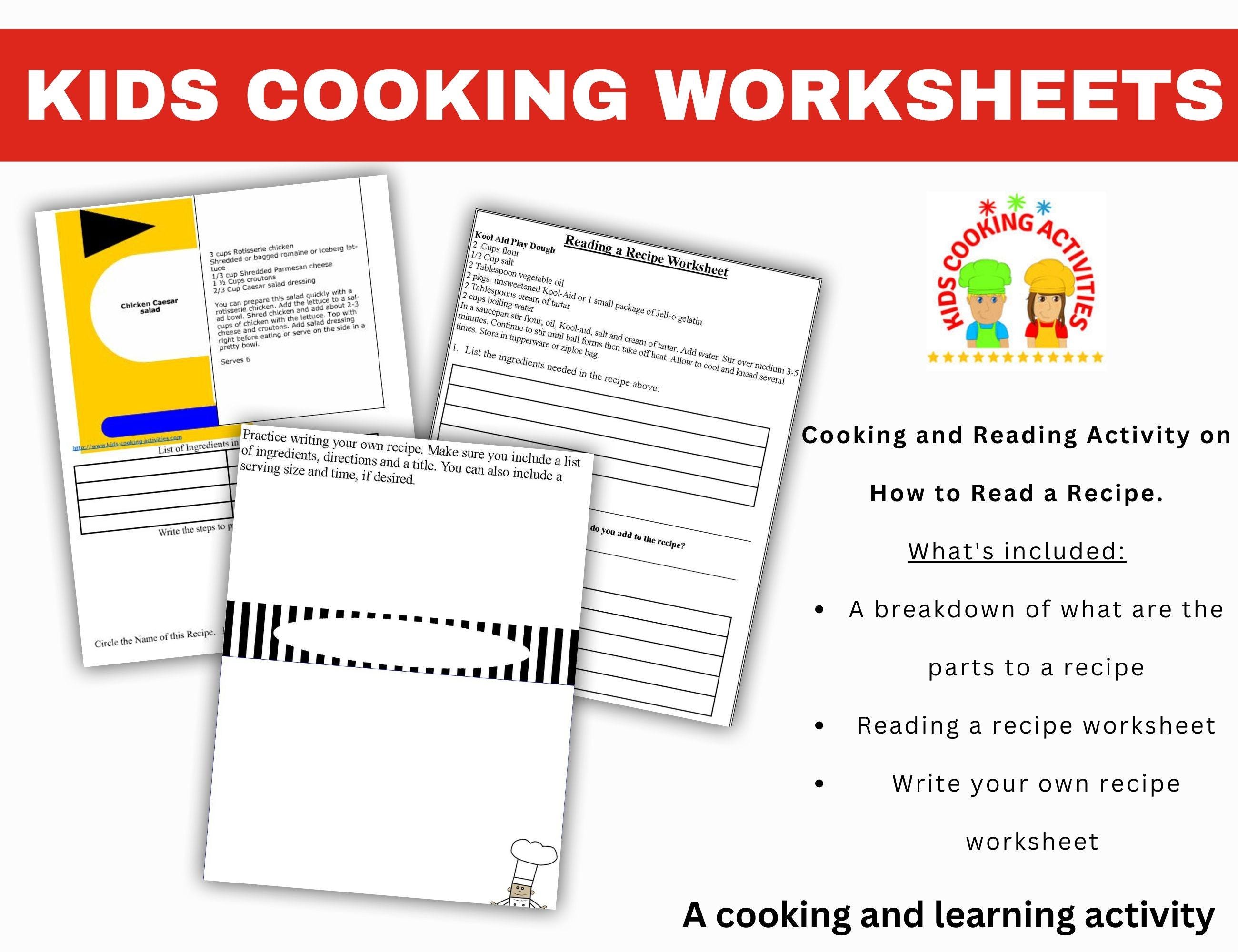 How to Read a Recipe Activity- Cooking With Kids Printable, Reading a ...
