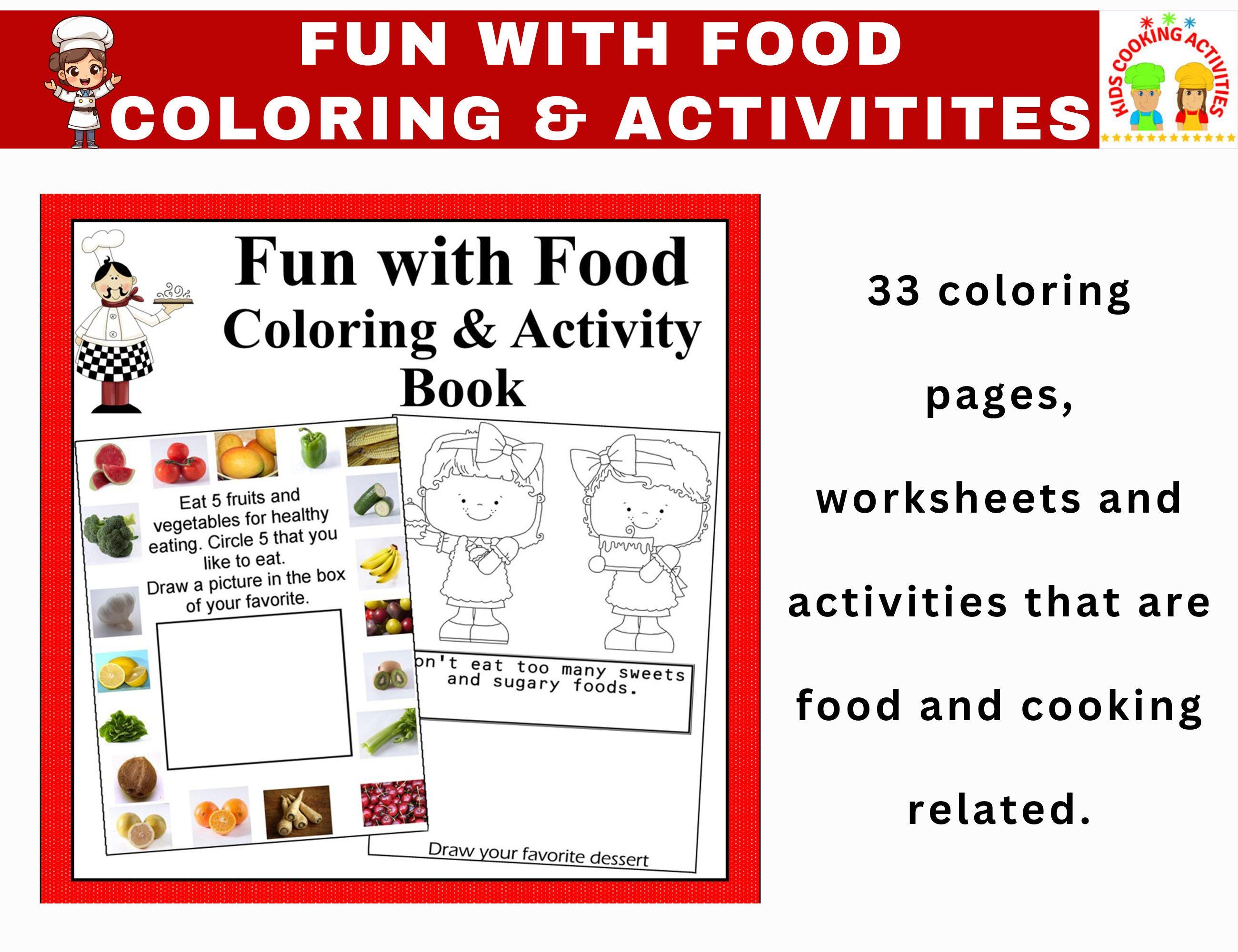 Fun With Food Coloring Activity Book Food Theme Cooking Printables and ...