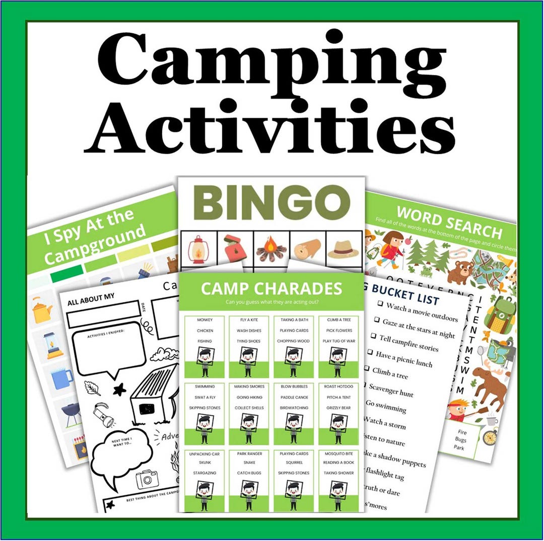 Camping Activities Printable Pack – Games, Scavenger Hunts, Bingo ...