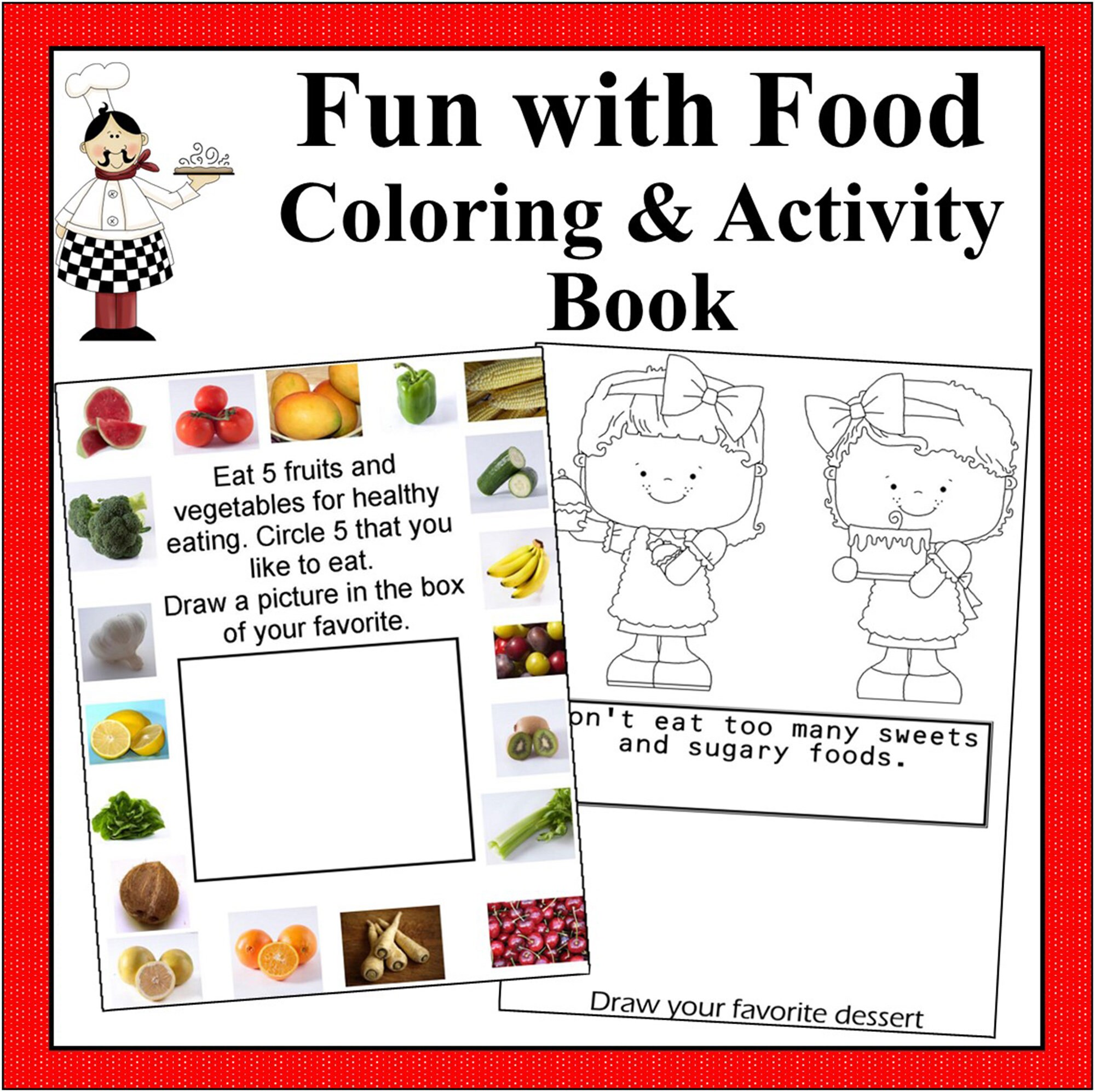 Fun With Food Coloring Activity Book- Cooking-themed Printables for ...