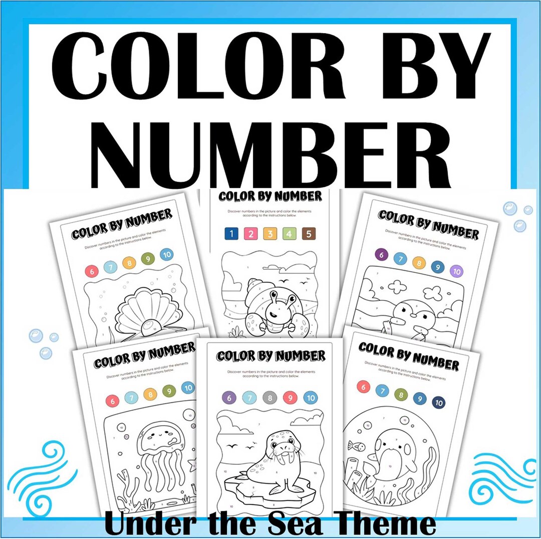 Color by Number – Under the Sea & Ocean Theme - 17 Coloring Pages - Etsy