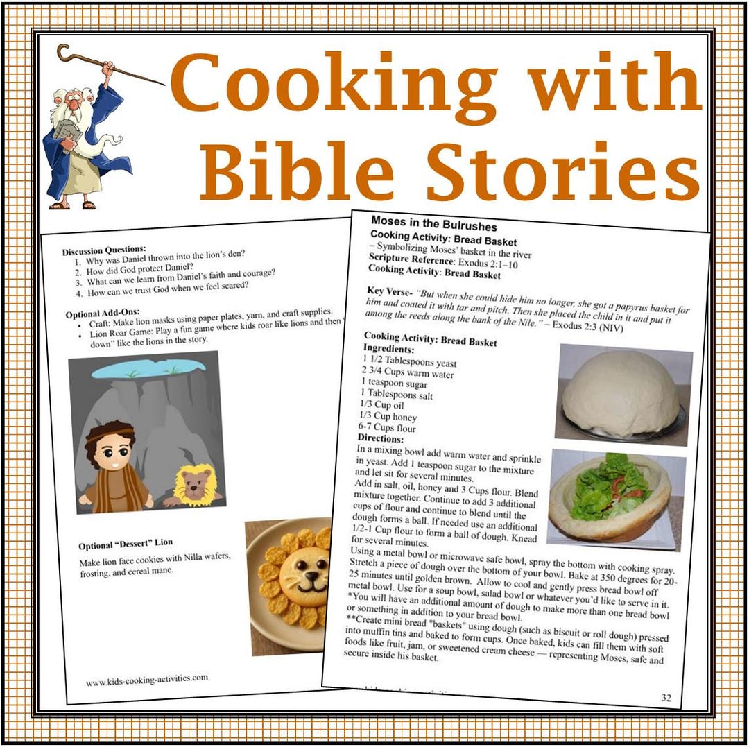 Bible Story Cooking Activities: Recipes & Coloring Pages (digital ...