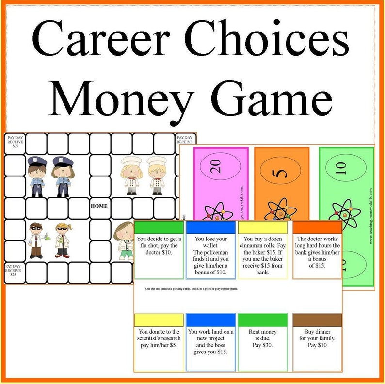 Career Choices Money Game Printable Money Skills Game Board - Etsy
