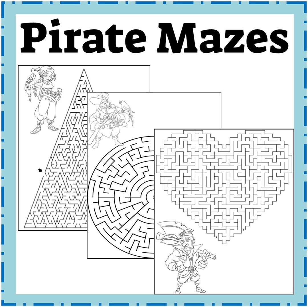 Printable Mazes Games for Kids With a Pirate Theme and 16 Pirate Theme ...