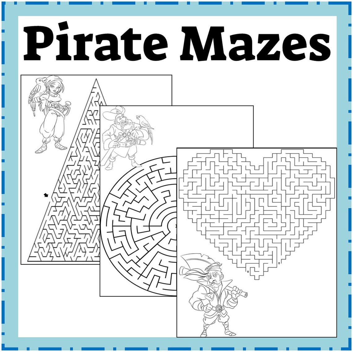 Printable Mazes Games for Kids With a Pirate Theme and 16 Pirate Theme ...