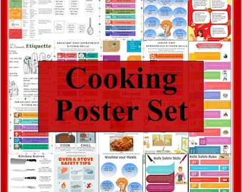 Kids Kitchen Safety Rules Poster Set: Fun Chef Badges (digital Download ...