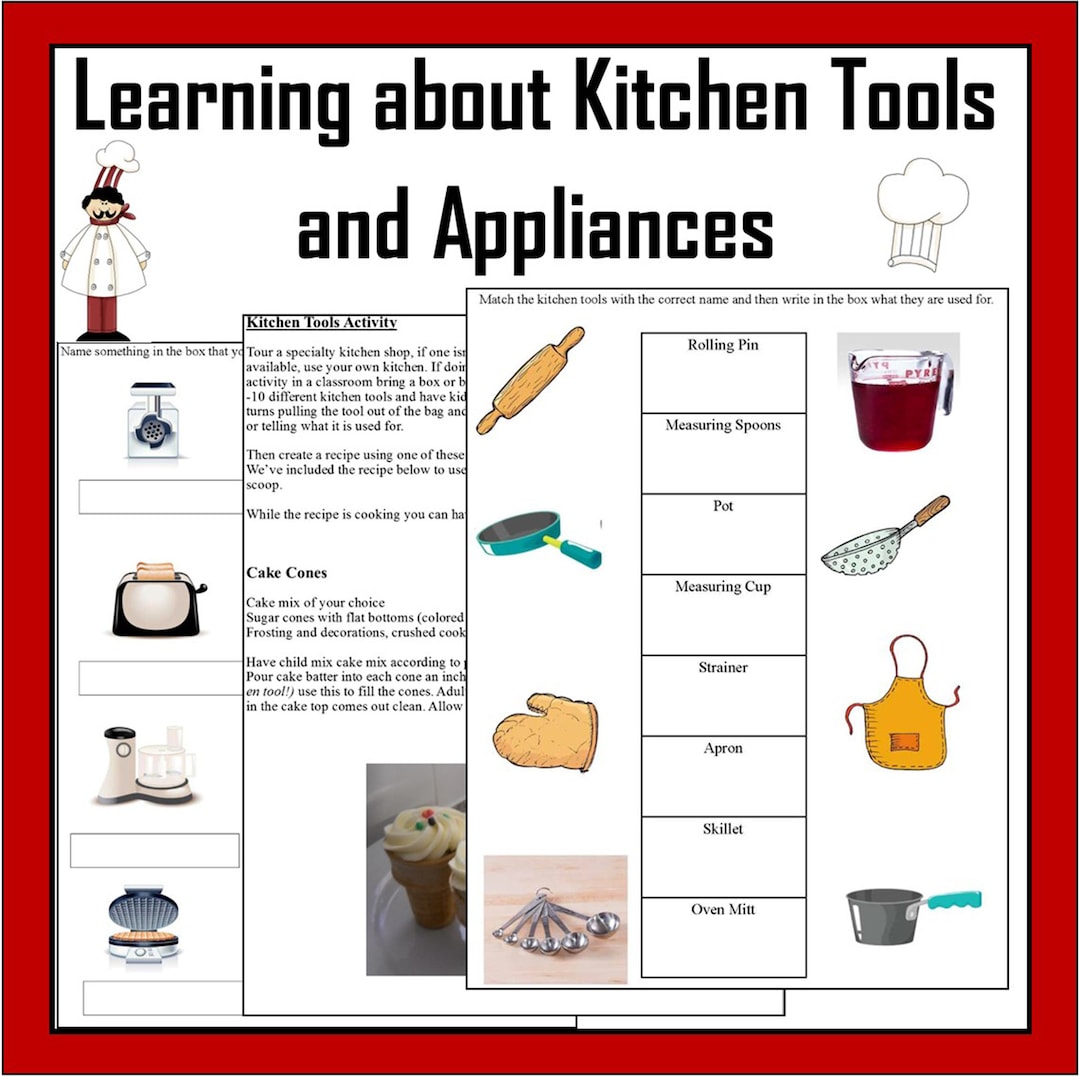 Kitchen Tools & Appliances Worksheets: Cooking With Kids (digital ...