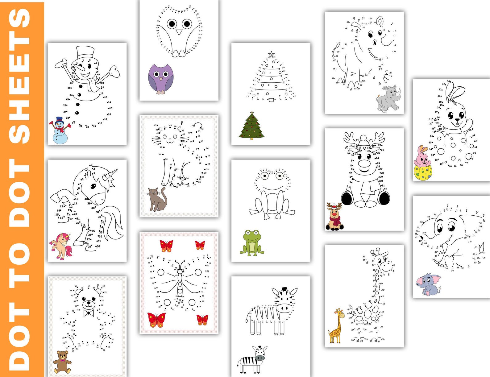Dot to Dot Coloring Pages – 50 Fun & Educational Worksheets - Etsy