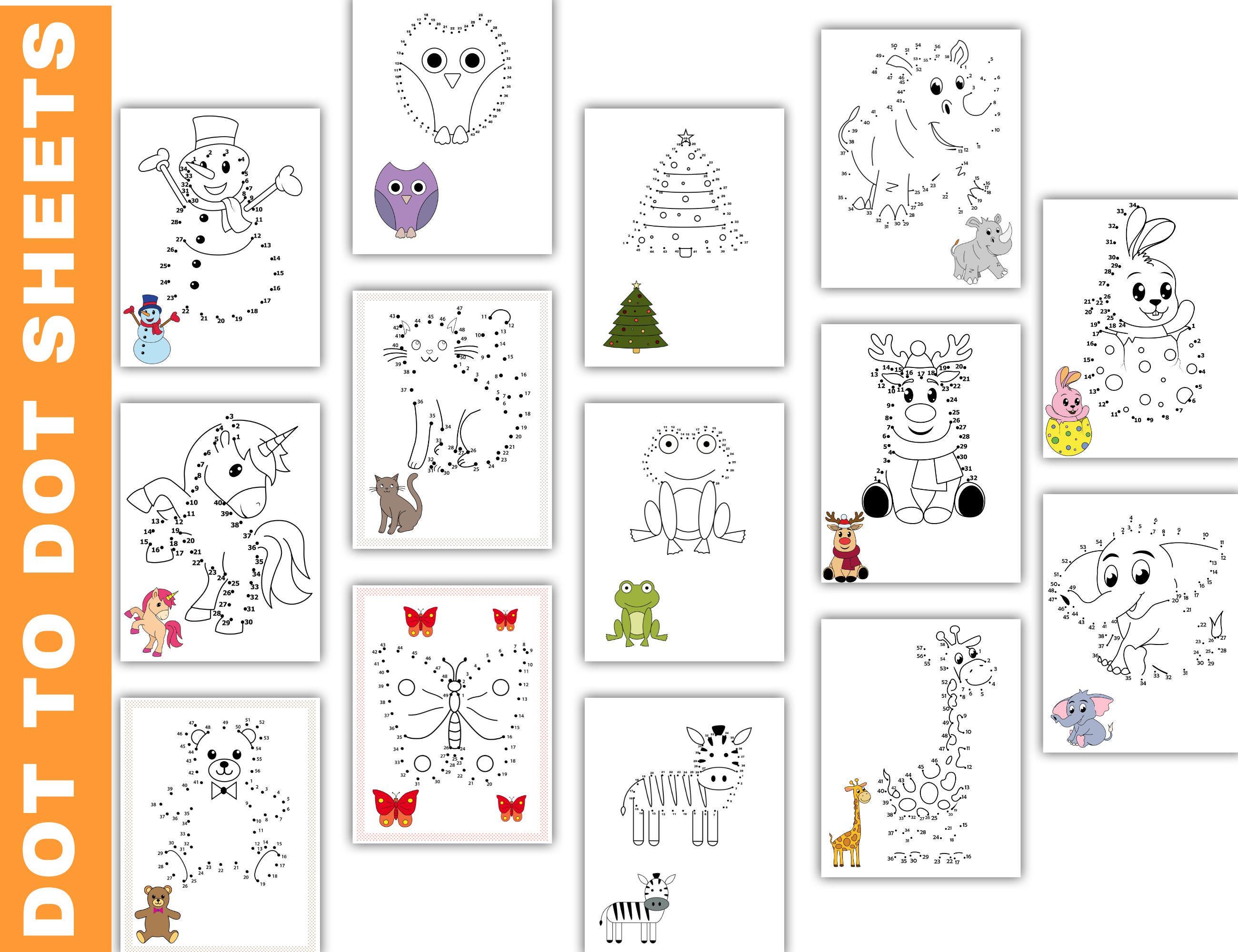 Dot to Dot Coloring Pages – 50 Fun & Educational Worksheets - Etsy