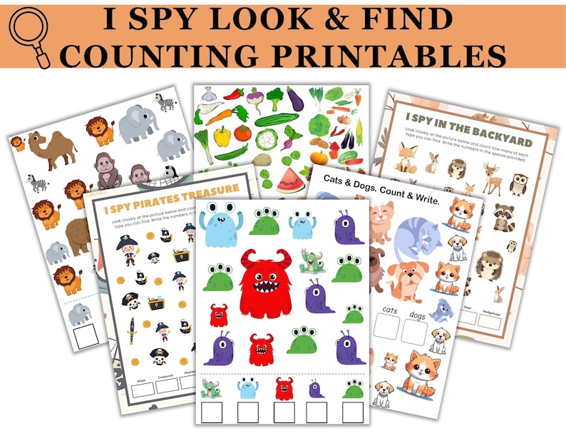 I Spy Look & Find Counting Printables – 50 Themed Activity Sheets ...