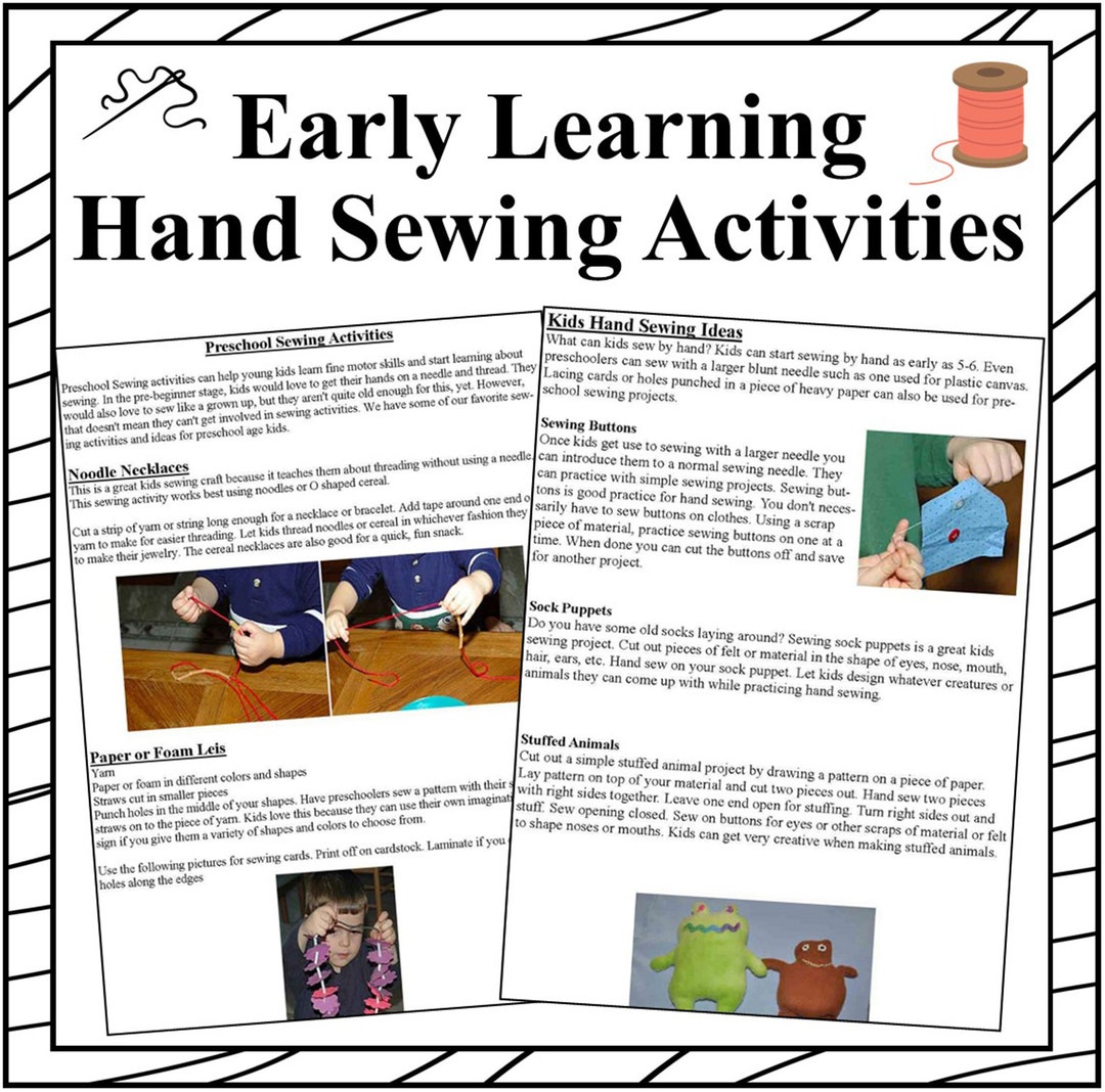 Early Learning Hand Sewing Activities – Pre-k to Grade 1 Sewing ...