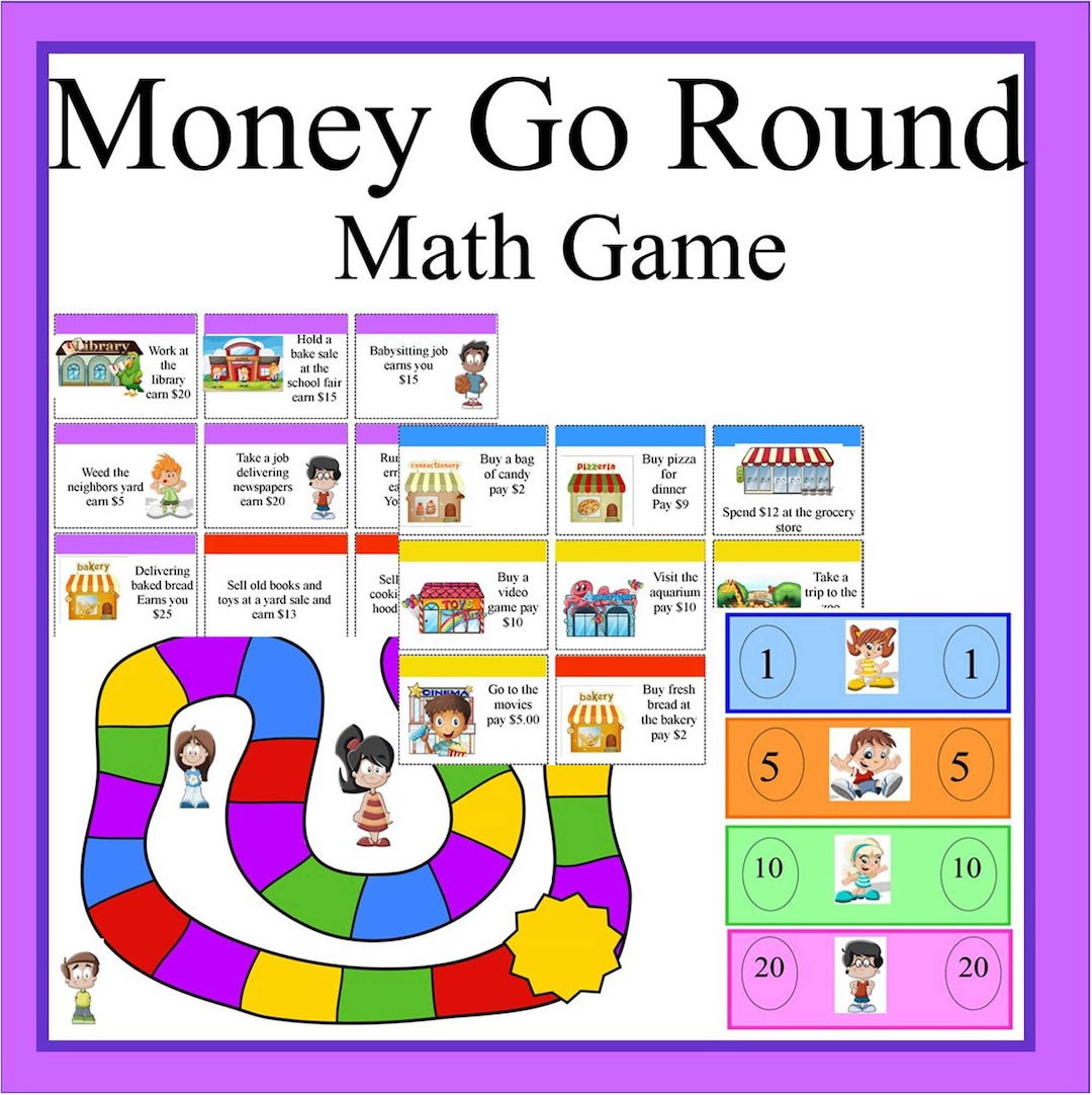 Money Go Round Math Game – Printable Money Skills Board Game (digital ...