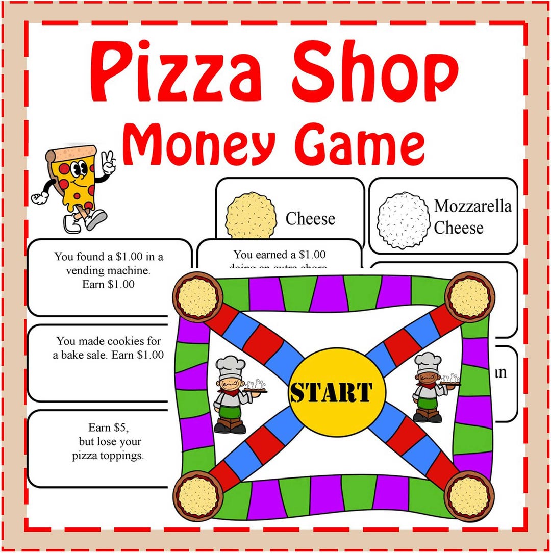Pizza Shop Money Game- Printable Board Game Adding and Subtracting ...