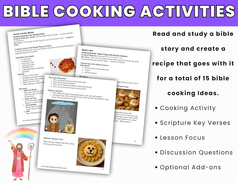 Bible Story Cooking Activities: Recipes & Coloring Pages (digital ...