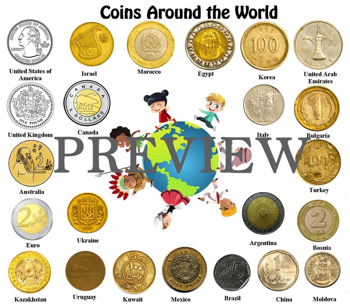 World Coins Poster & Worksheets: Geography Printable Set (digital ...