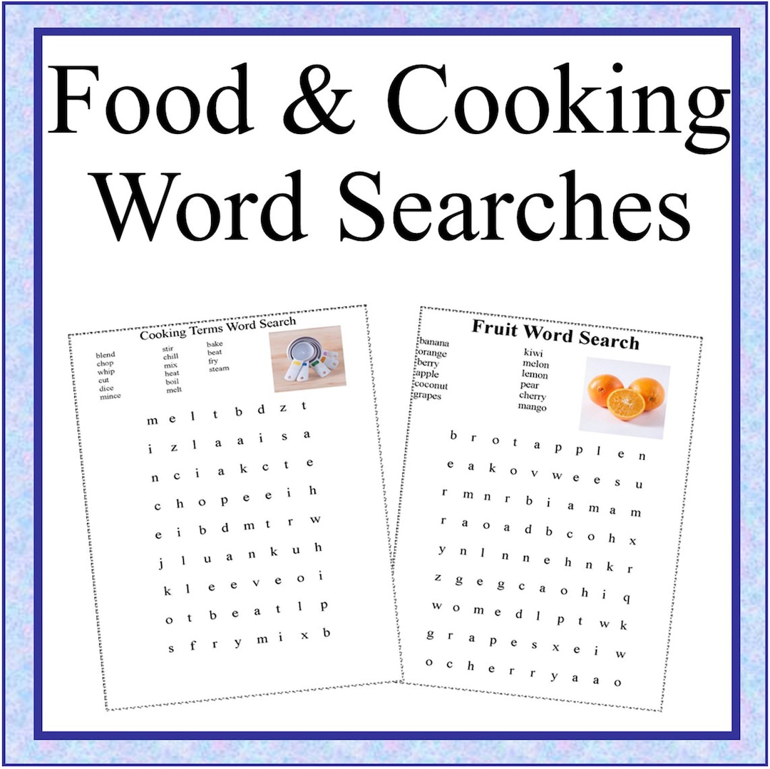 Food Word Searches and Cooking Theme Word Searches - Etsy
