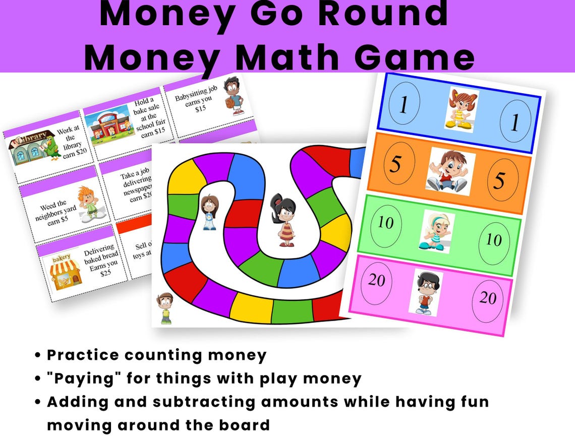 Money Go Round Math Game – Printable Money Skills Board Game (digital ...
