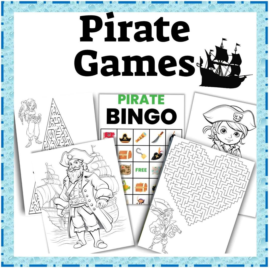 Pirate Activity Pack: Mazes, Bingo, Coloring Pages (PDF Download, 69 ...