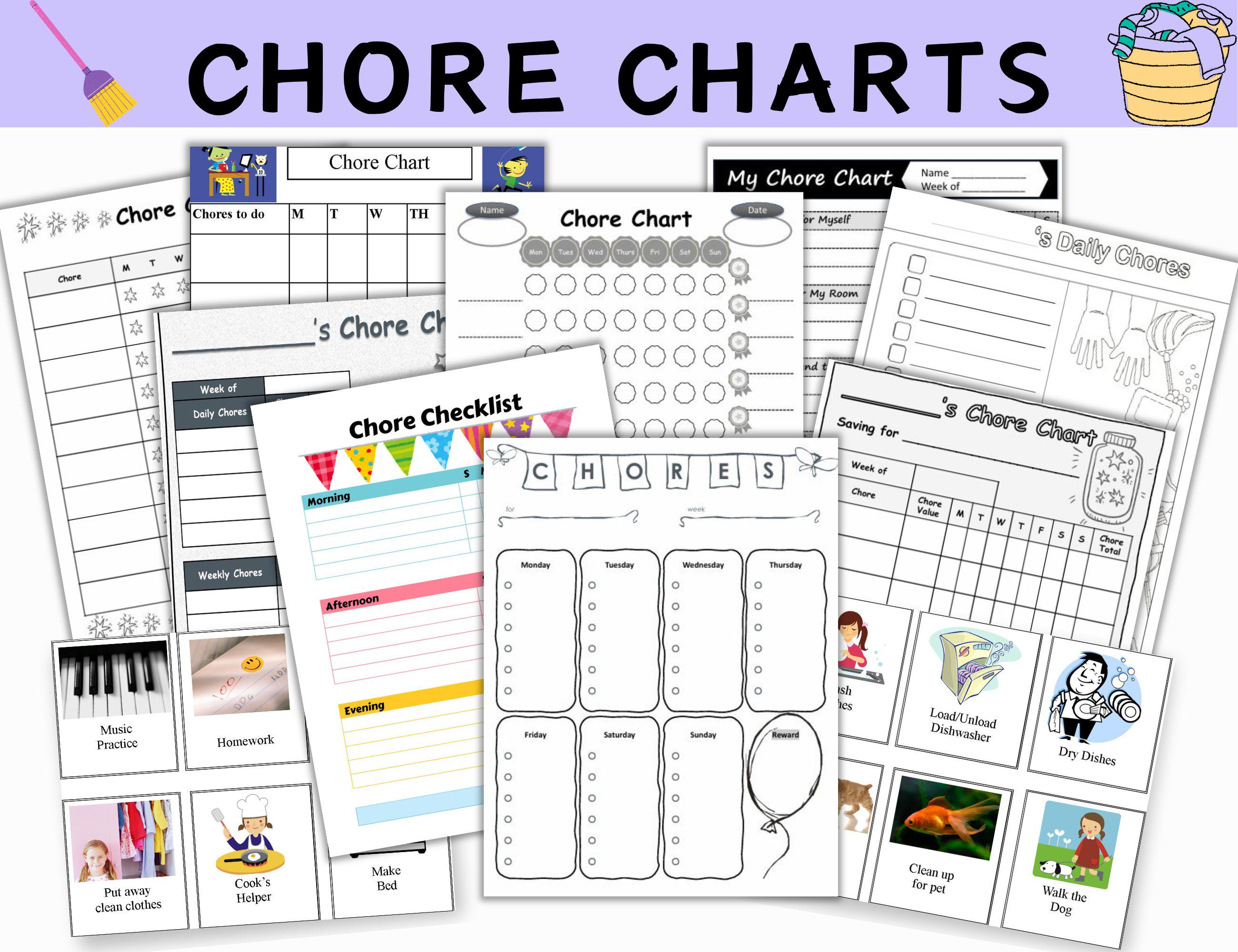 Printable Kids Chore Charts & Task Cards: Responsibility System ...