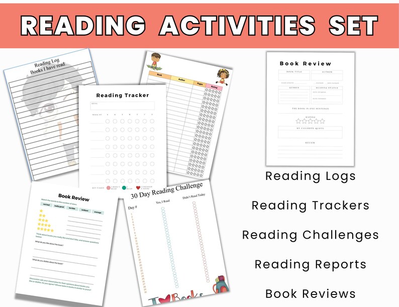 Reading Activities and Logs Printable Pack – Worksheets, Bookmarks ...