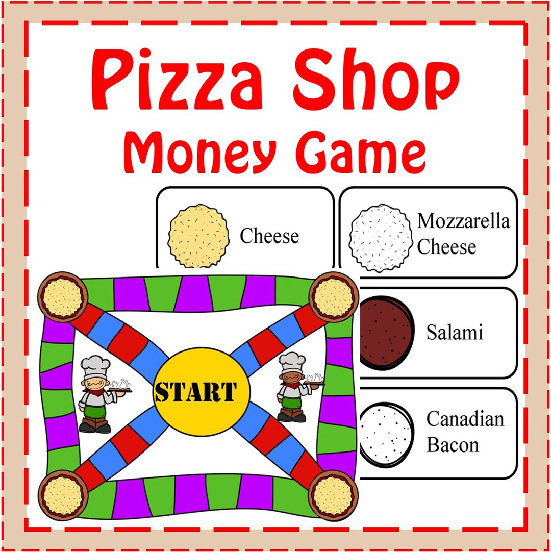 Pizza Shop Money Game Printable Board Game Adding and Subtracting Money ...