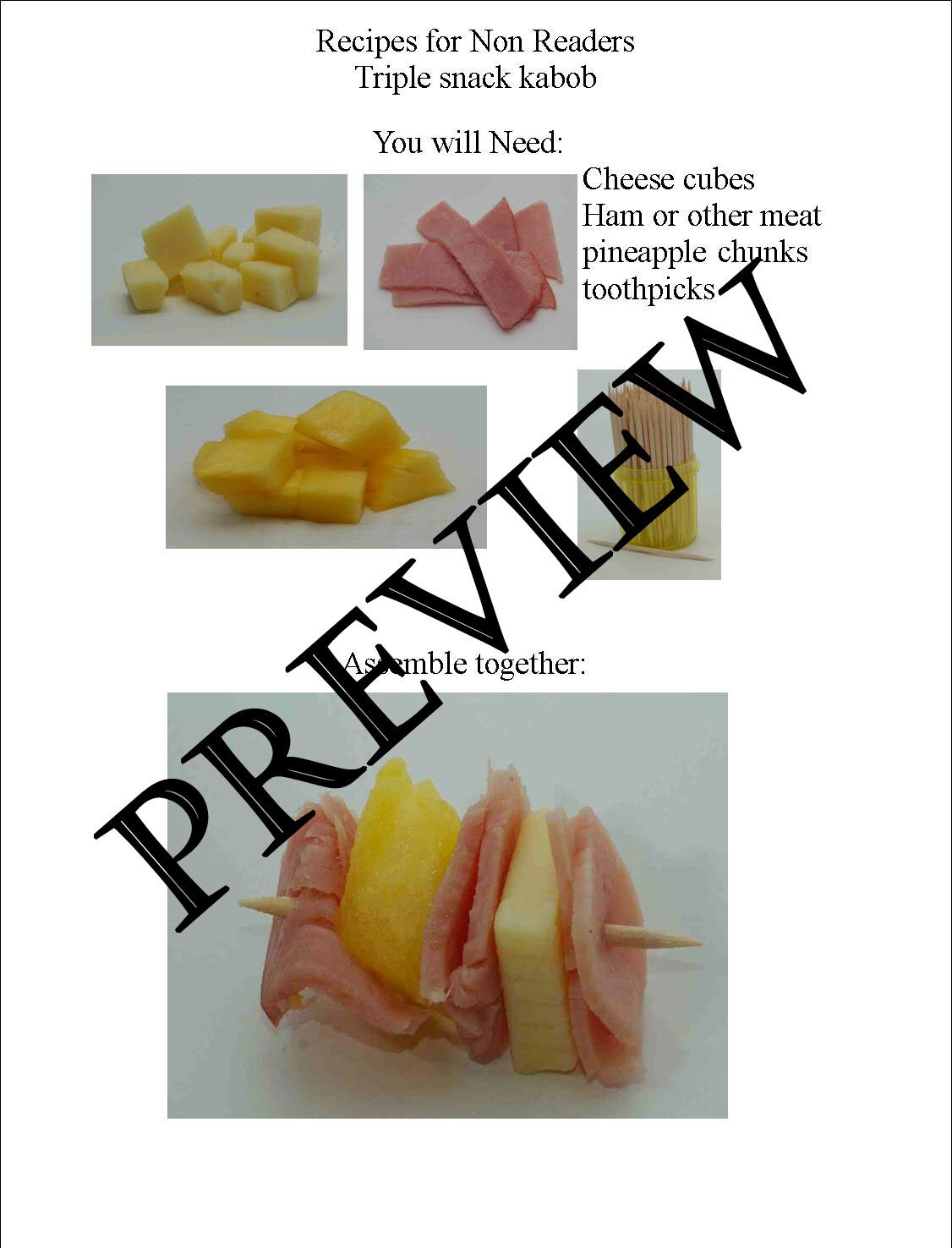 Cooking Theme-picture Recipes for Non Readers Cooking Activities for ...