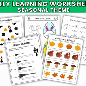 Seasonal Theme Early Learning Worksheets – 50 Printable Pages for ...