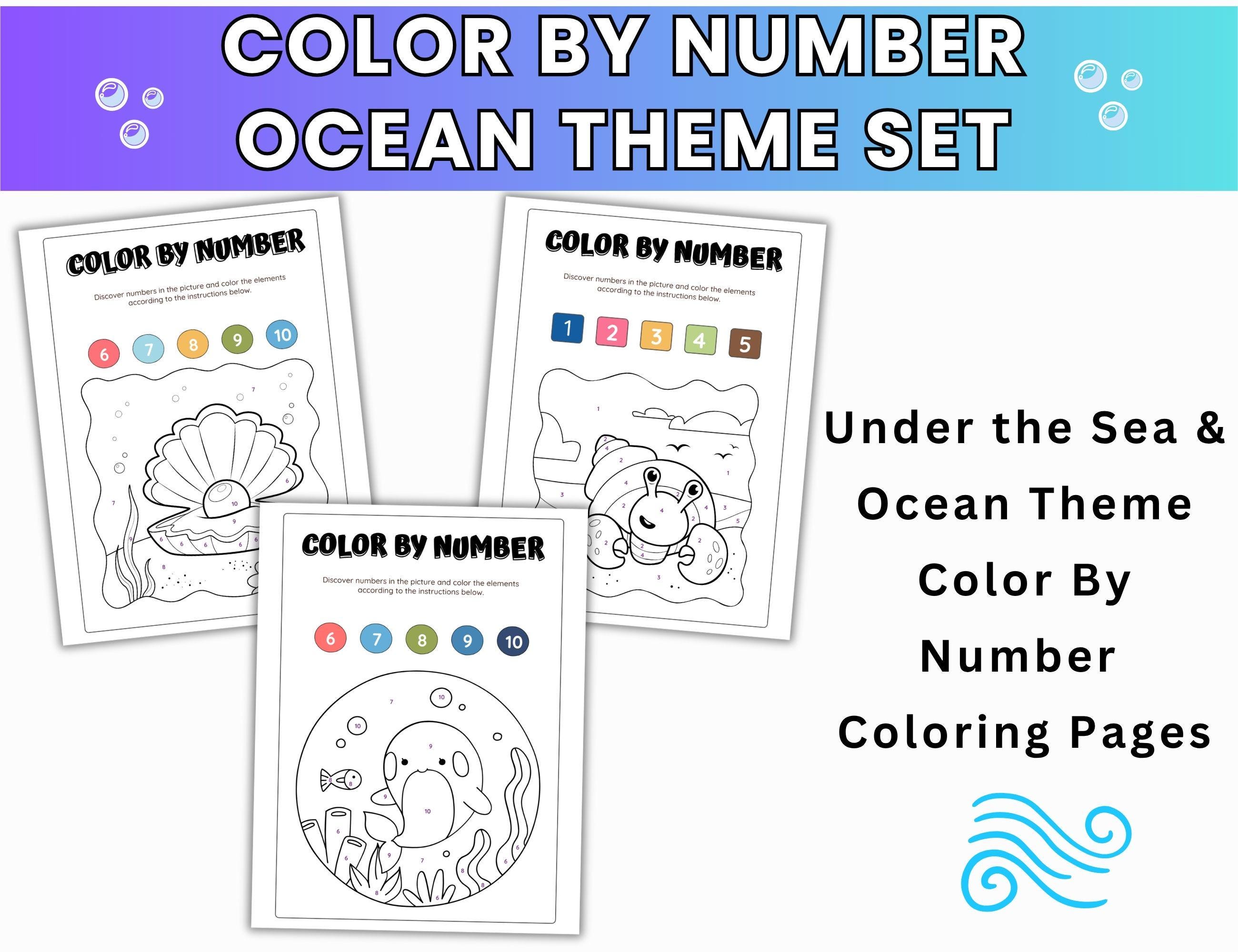 Color by Number – Under the Sea & Ocean Theme - 17 Coloring Pages - Etsy