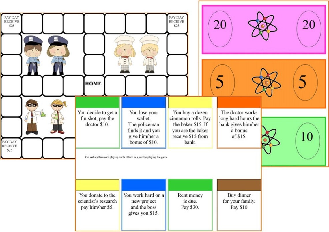 Career Choices Money Game – Printable Money Skills Game Board With Play ...