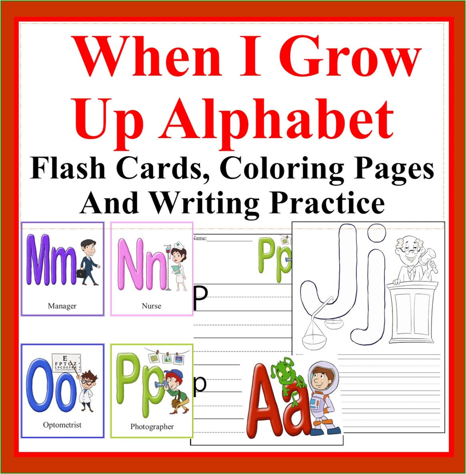Alphabet Writing Practice and Flashcards Bundle of 3 Kids | Etsy