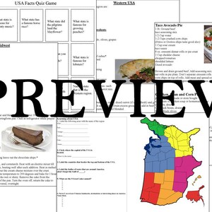 USA Regional Cooking Activities and Geography Worksheets-pies Across ...