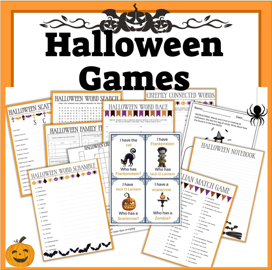 Halloween Printable Games – Ready-to-print Activities & Party Games for ...