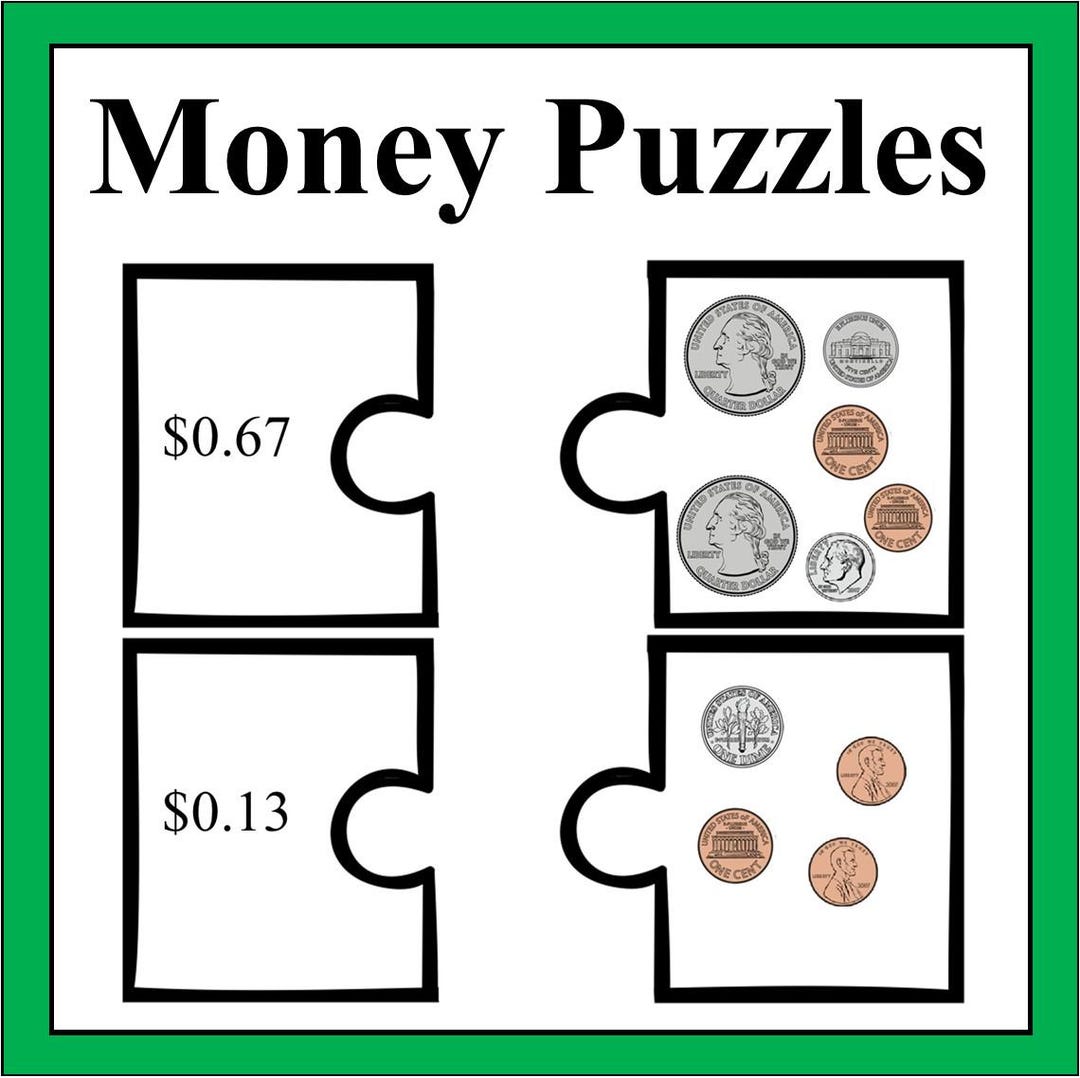USA Money Puzzles – Practice Counting U.S. Coins With 30 Printable ...