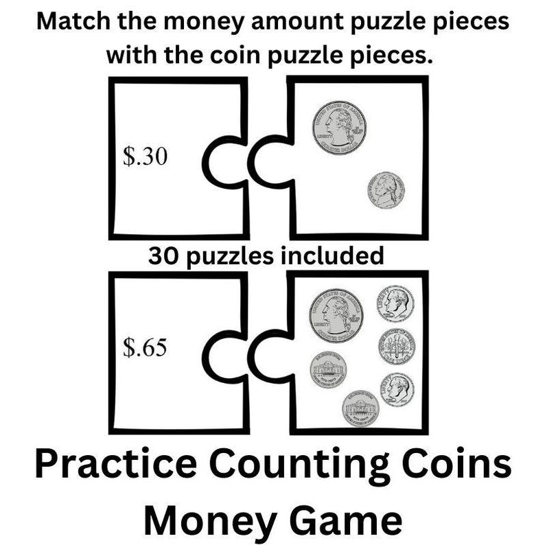 USA Money Puzzles – Practice Counting U.S. Coins With 30 Printable ...
