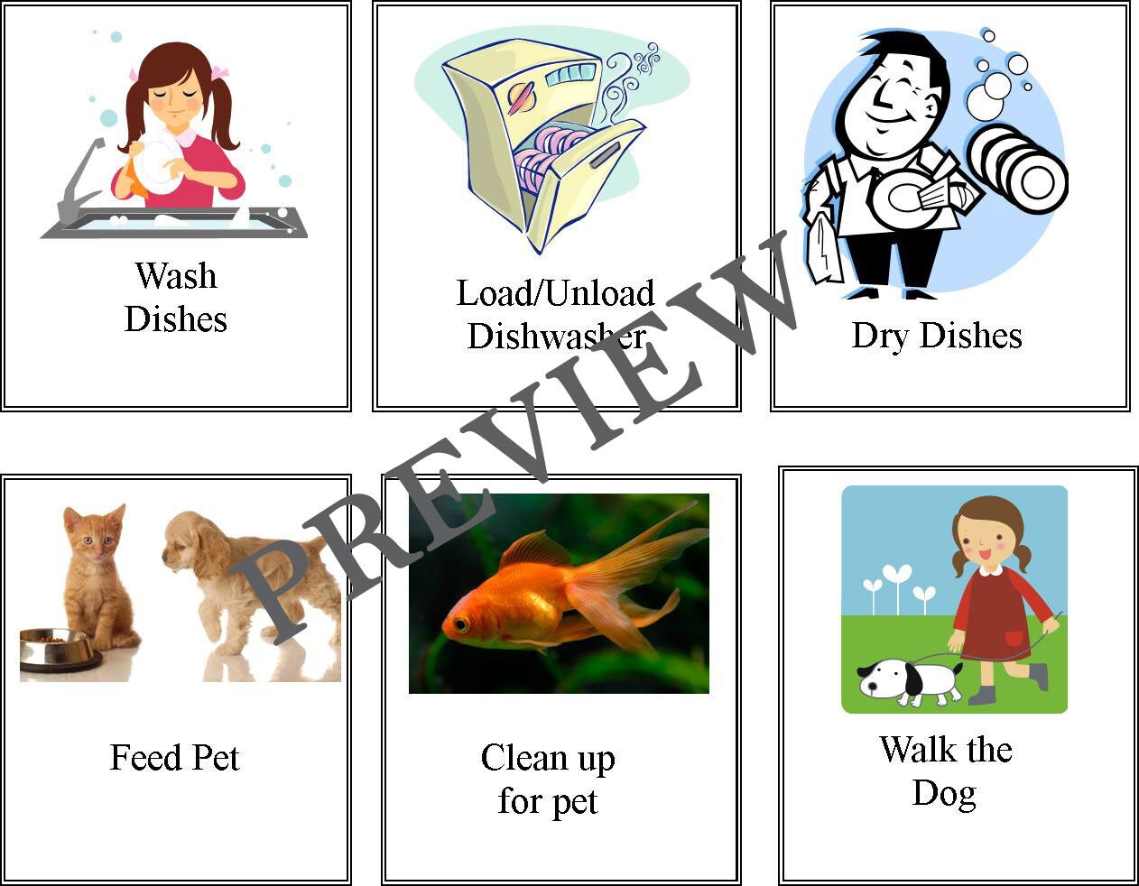 Work at Home Chore Task Cards or Job Charts, Chore Responsibilities ...