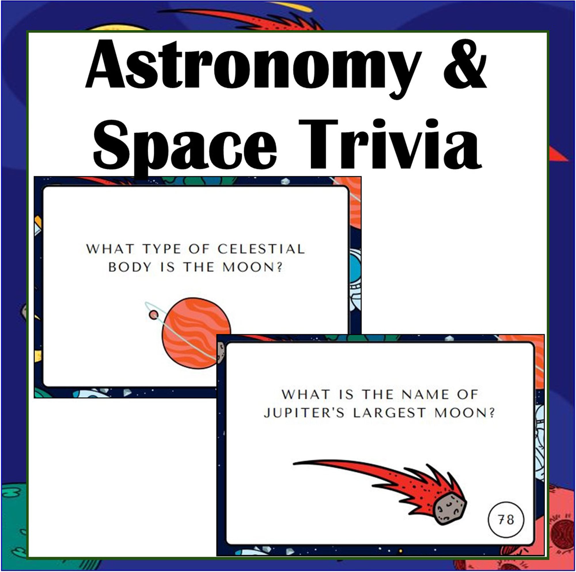 Space Trivia Cards & Coloring Pages: 100 Facts, STEM Activity (digital ...