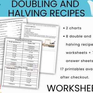 Doubling and Halving Recipes Worksheets-cooking & Math Practice ...